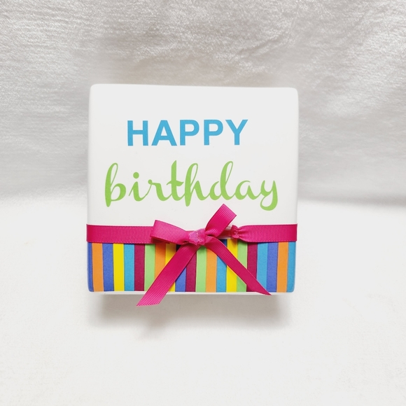 fdt | Accents | Happy Birthday Rainbow Stripe Vase Container ...